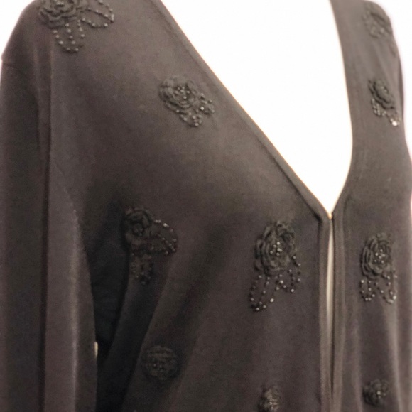 Max Studio | Sweaters | Max Studio Sequined Crochet Black Cardigan ...